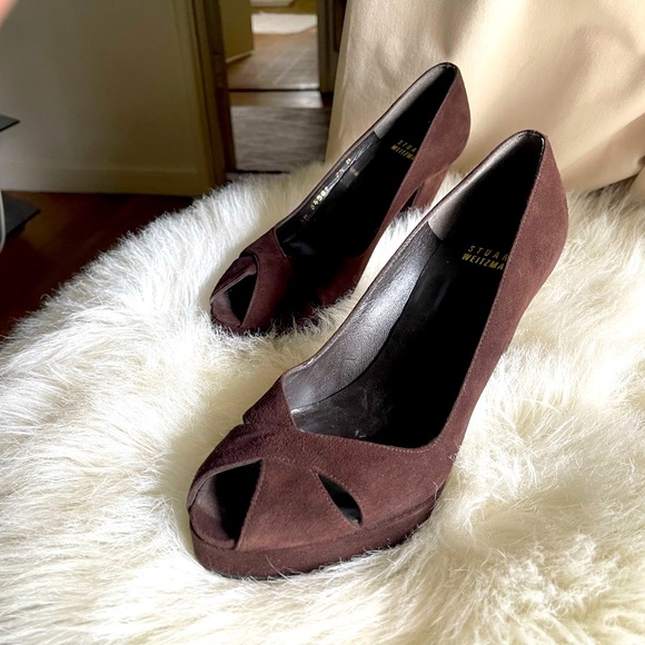 Stuart Weitzman | Shoes | Stuart Weitzman Platform Suede Heels Espresso ...